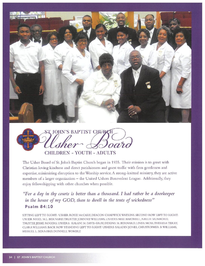 USHERS – St. John's Baptist Church